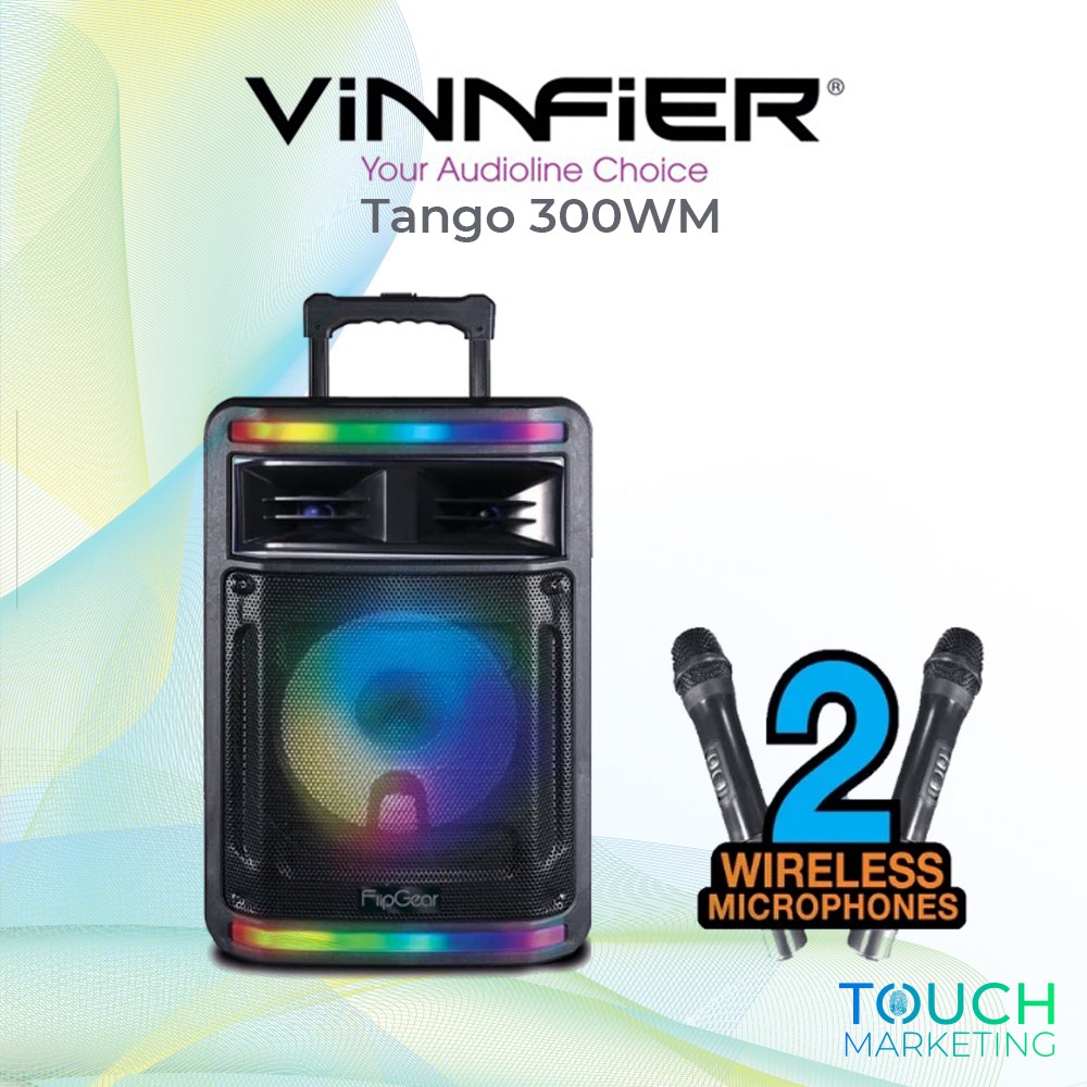 VINNFIER TANGO 300 TROLLEY PORTABLE LOUD SPEAKER 200WATT C/W BLUETOOTH, USB, FM, SD CARD & MIC ...