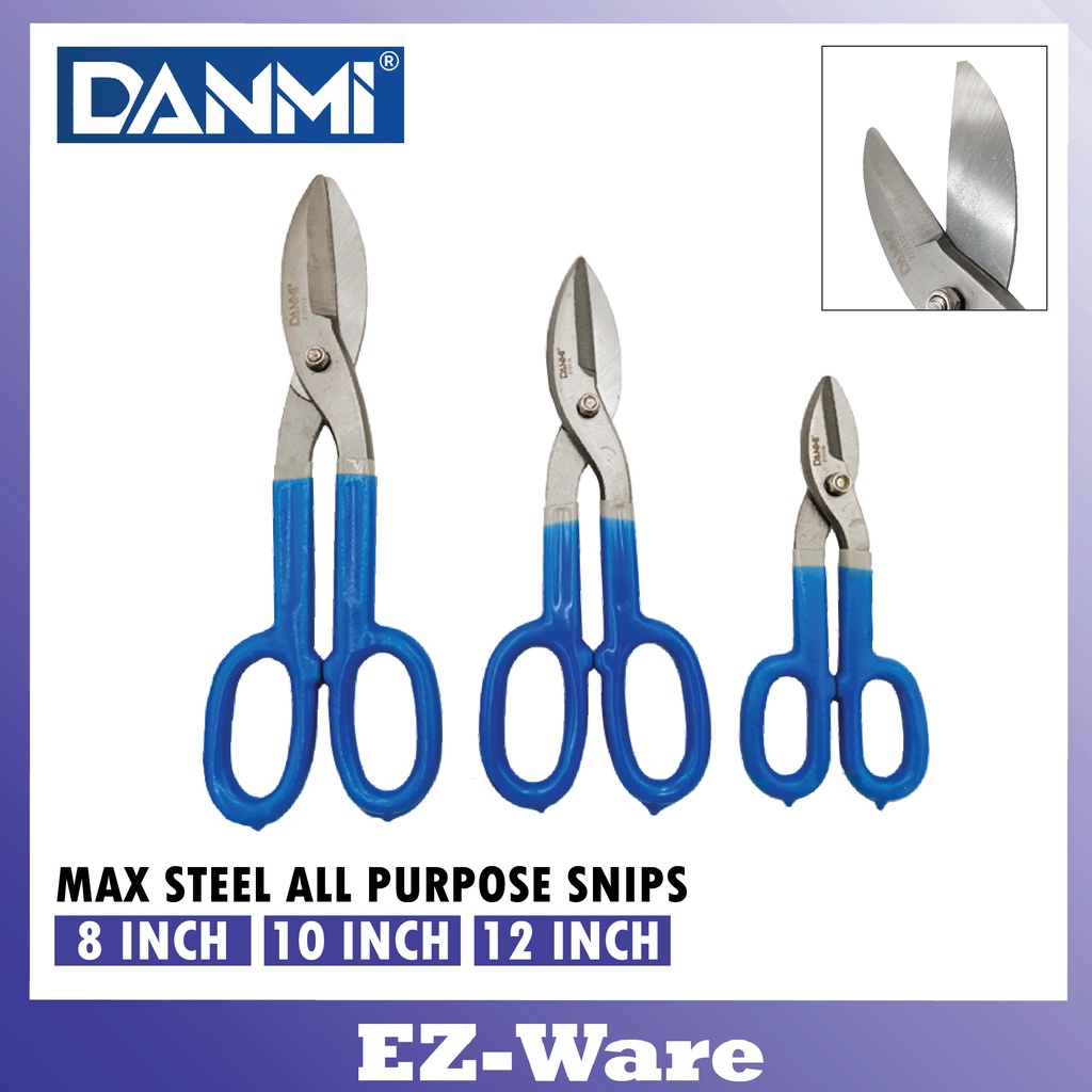DANMI 8/10/12" MaxSteel Tin Snip Cutter All Purpose Scissor Cutter For ...