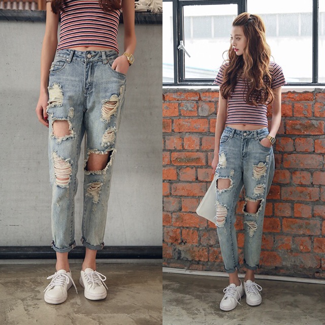 Ripped Women Jeans (ready stock) | Shopee Malaysia