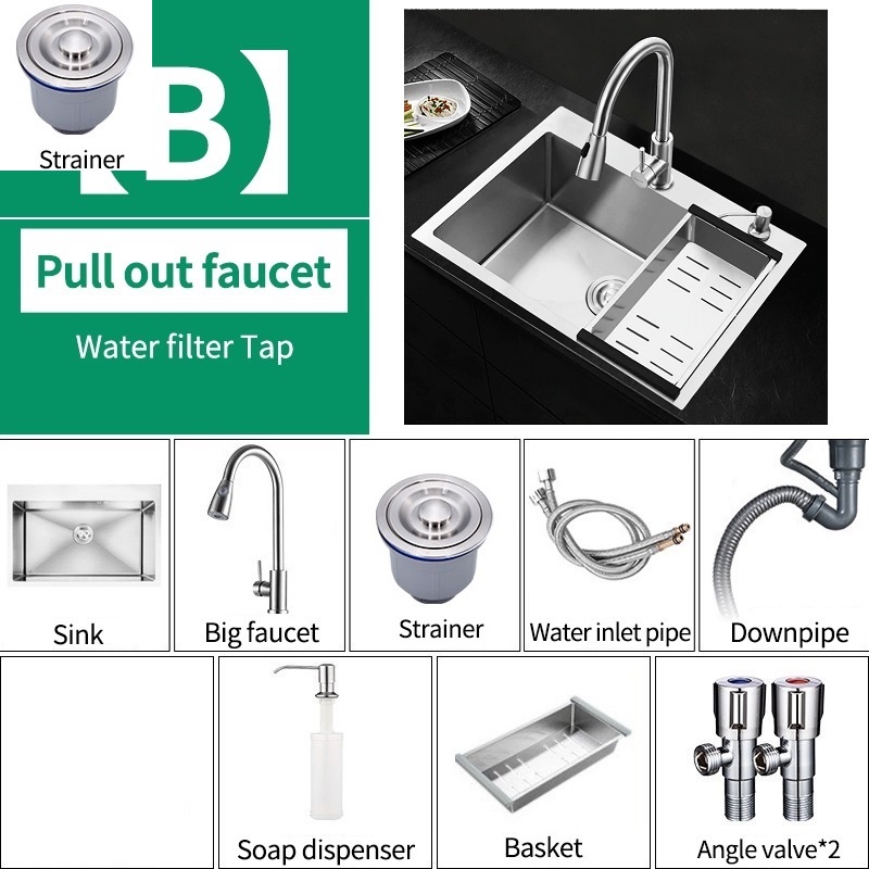 Singki Dapur Nano Sinki 304 Stainless Steel Handmade Single Bowl ...