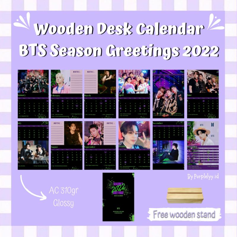 Bts Desk Calendar Seasons Greetings 2022 | Aesthetic Calendar | Wooden ...