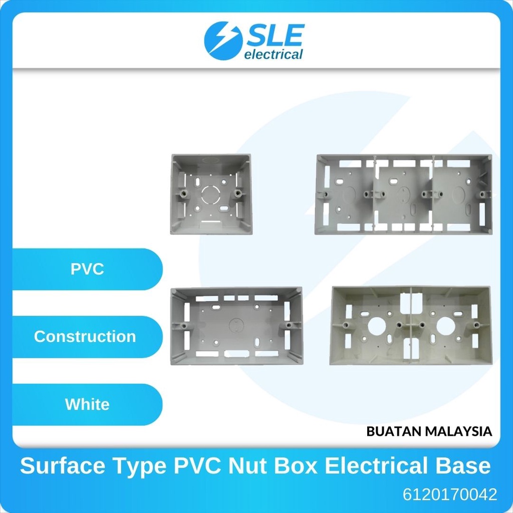 SLE Surface Type PVC Nut Box Electrical Base 3×3 3×6 3×7 3×10 White ...