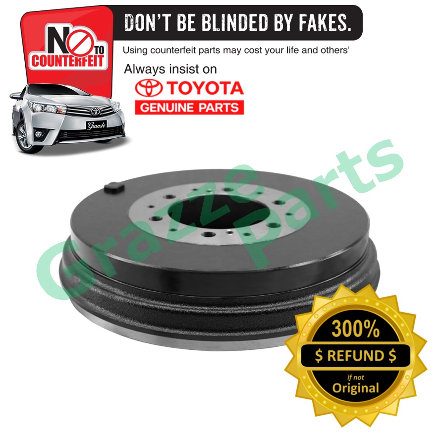 (2pc) Toyota Original Brake Drum Rear for Hilux Vigo Revo Fortuner ...