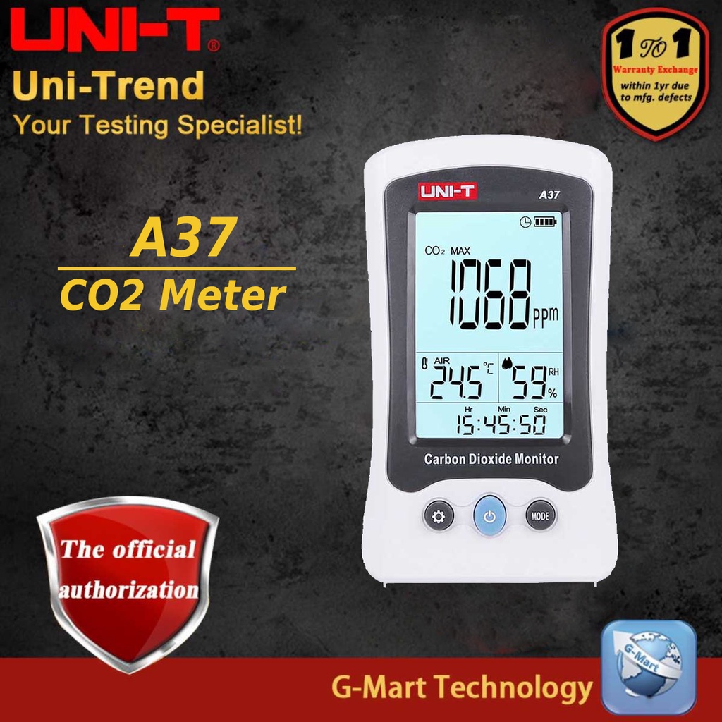 UNI-T A37 CO2 Meter Carbon Dioxide Temperature Relative Humidity Meter ...
