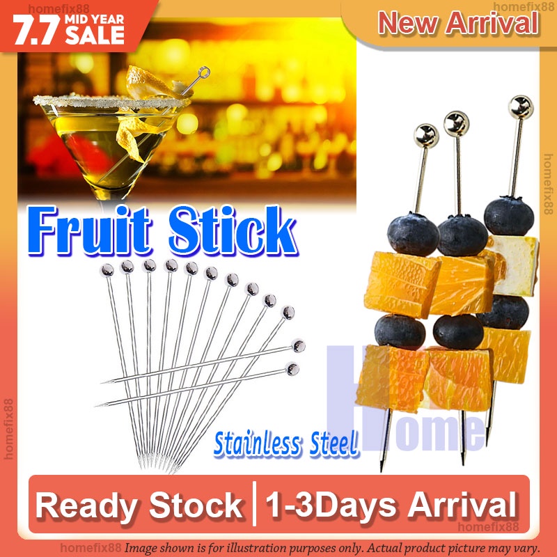 1Pc Fruit Fork Stainless Steel Cocktail Picks Fruit Sticks Toothpicks ...