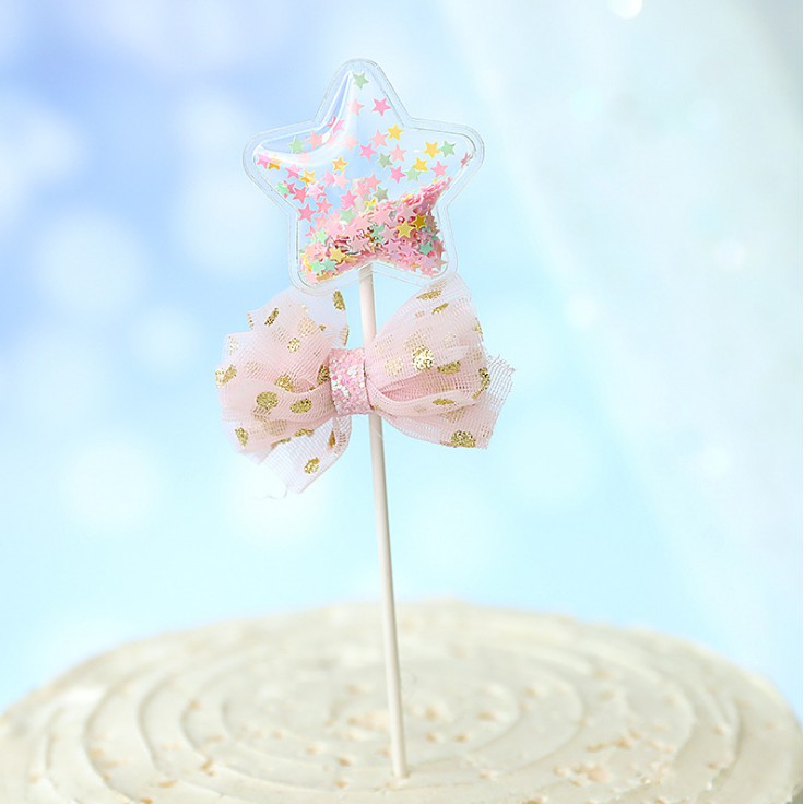 New Fairy PVC Cake Topper Pink Love Crown Stars Happy Birthday Cupcake ...