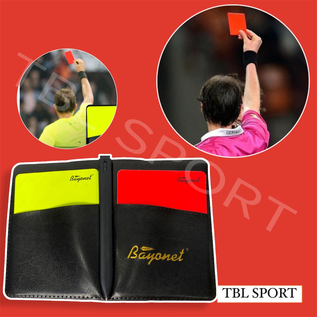Referee card, Football referee card, red and yellow with pen and ...
