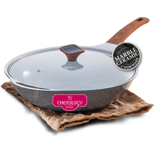 Chefology Swiss Wok 32cm (Marble Ceramic Cookware) | Shopee Malaysia