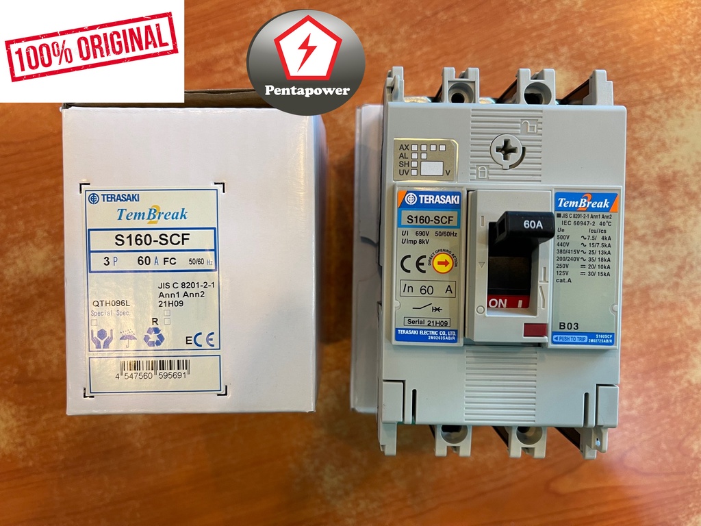 TERASAKI MCCB S160SCF 60A 25KA 3POLE S160-SCF | Shopee Malaysia