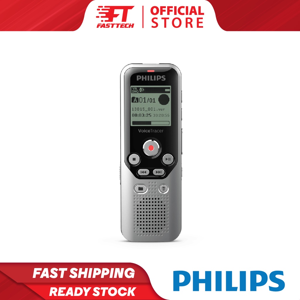 PHILIPS DVT1250 VoiceTrace Audio Recording with PC Link, 8GB Memory & Voice Activation Function ...