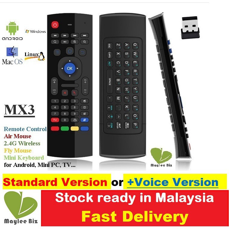 MX3 Remote Control Air Mouse Wireless Fly Mouse Keyboard for Android ...