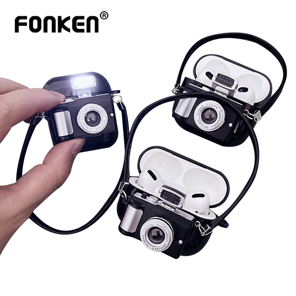 Fonken 3D Camera Toy Case Earphone Case For Air-pods 1 2 3 Pro Case ...