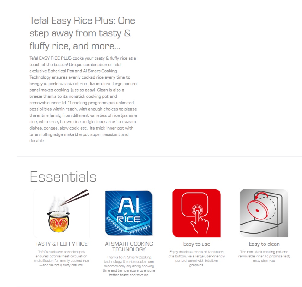 Tefal RK736B 1.8L Easy Rice Fuzzy Plus Logic Rice Cooker | FOC Click ...