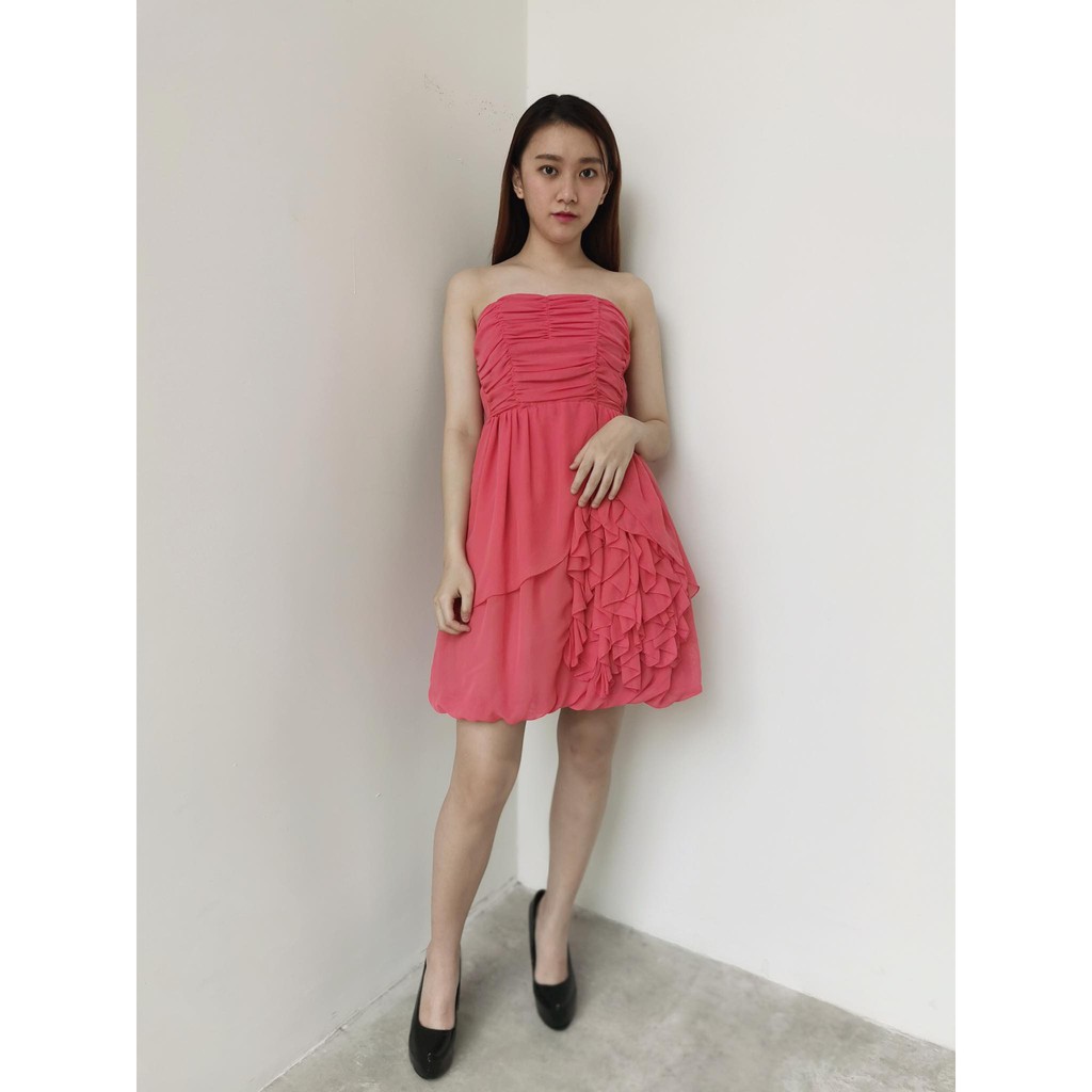 SIDE LAYERED TUBE DRESS (PINK) | Shopee Malaysia