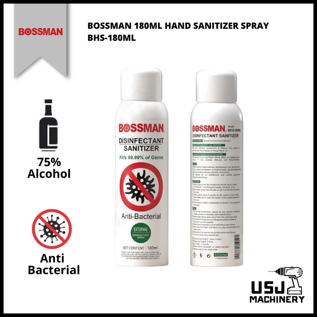 BOSSMAN 180ML Hand Sanitizer Spray | BHS-180ML | Shopee Malaysia
