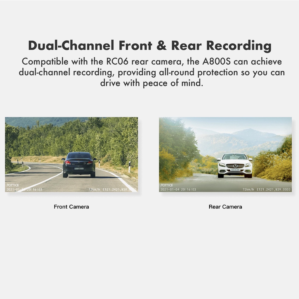 70mai A800S 4K Dash Cam Rear Cam Dual Vision Global Version A800 Adas ...