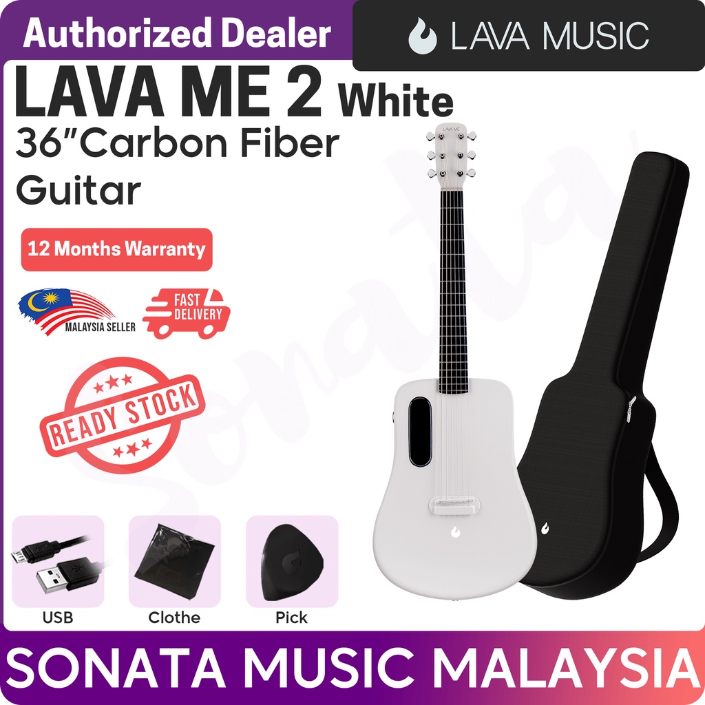 Lava Me 2 36 Inch White Electric Acoustic Guitar with Freeboost Effect ...