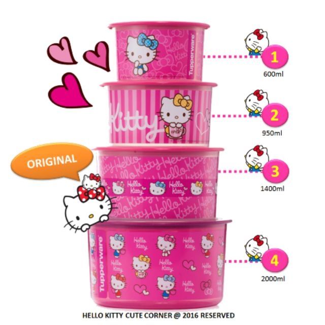 Tupperware Hello Kitty One Touch Topper OT Set (3pcs/4pc) Limited ...