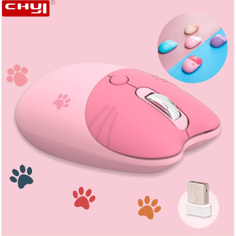 2.4Ghz Mute USB Wireless Mouse Cute Cartoon Pink Gaming Mouse Mini ...