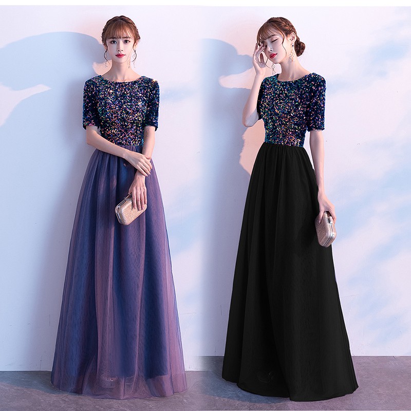 pre order purple black sequin wedding bridal bridesmaid evening prom ...