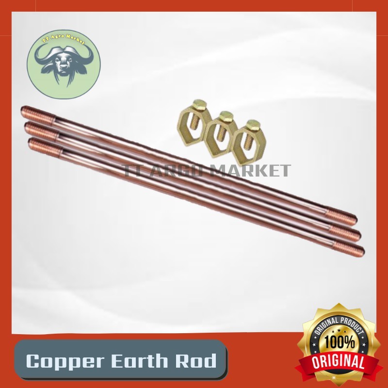 COPPER EARTH ROD for Earthing + Copper Earth Clamp ( Electric Fence ...