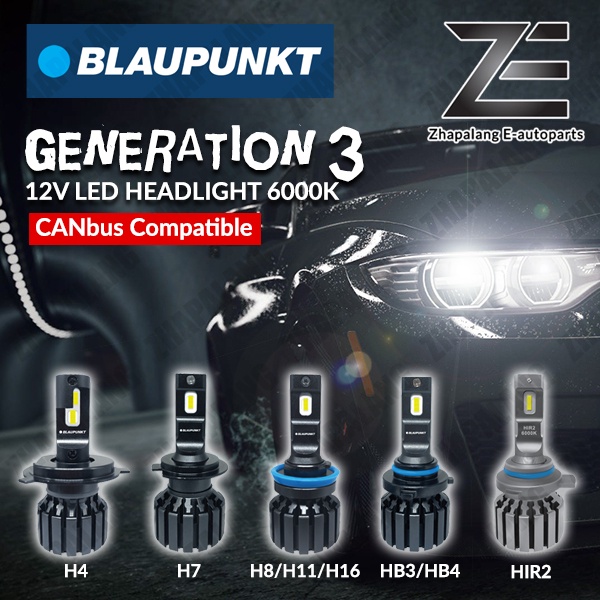 BLAUPUNKT CANBUS LED HEADLIGHT LED H4 H7 H8/H11/H16 HB3/HB4 HIR2 ...