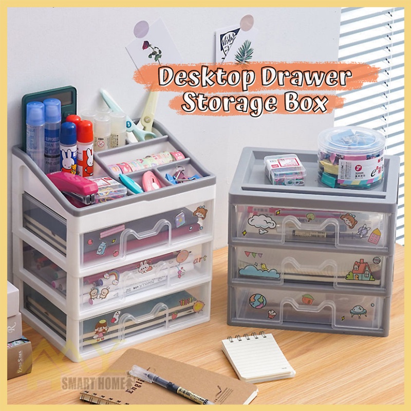 Desk Organizer | Small Drawer Storage Box + Diy Stickers Study Table ...