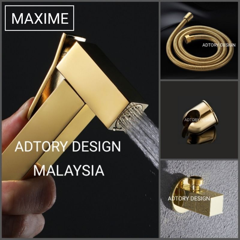 ADTORY Maxime PREMIUM Classy Gold Bidet square luxury toilet spray head ...