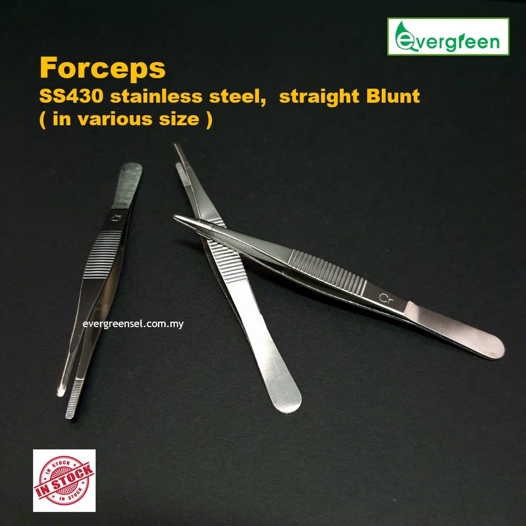 Forceps Straight & Curved, blunt SS430 stainless steel in various ...