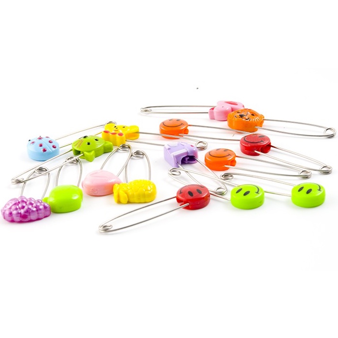 Colorful Child Safety Pins Large Stainless Steel Anti-rebound Cute Pin ...
