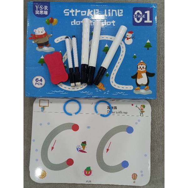 64 pcs erasable drawing set for children to practice erasable smart ...