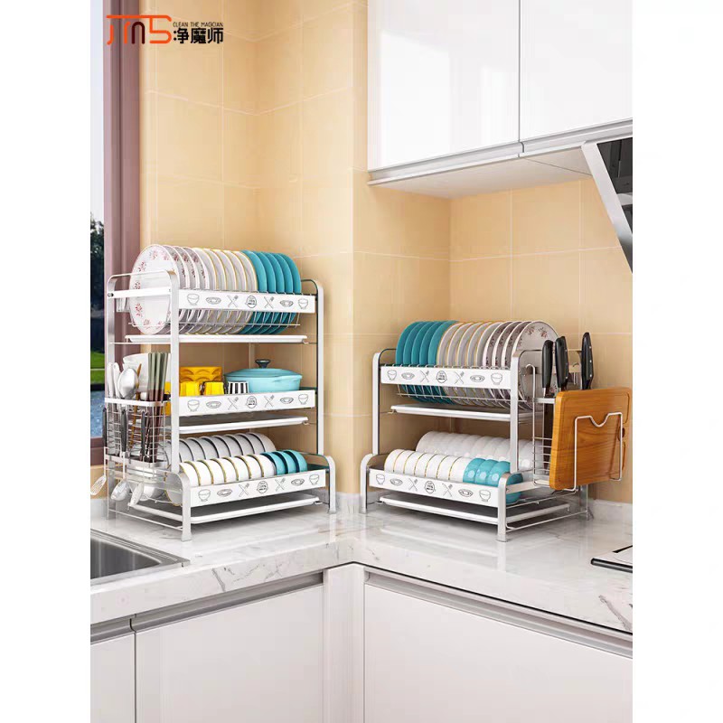 High Quality SUS304 Stainless Steel 2 Tier Kitchen Dish Rack | Shopee ...