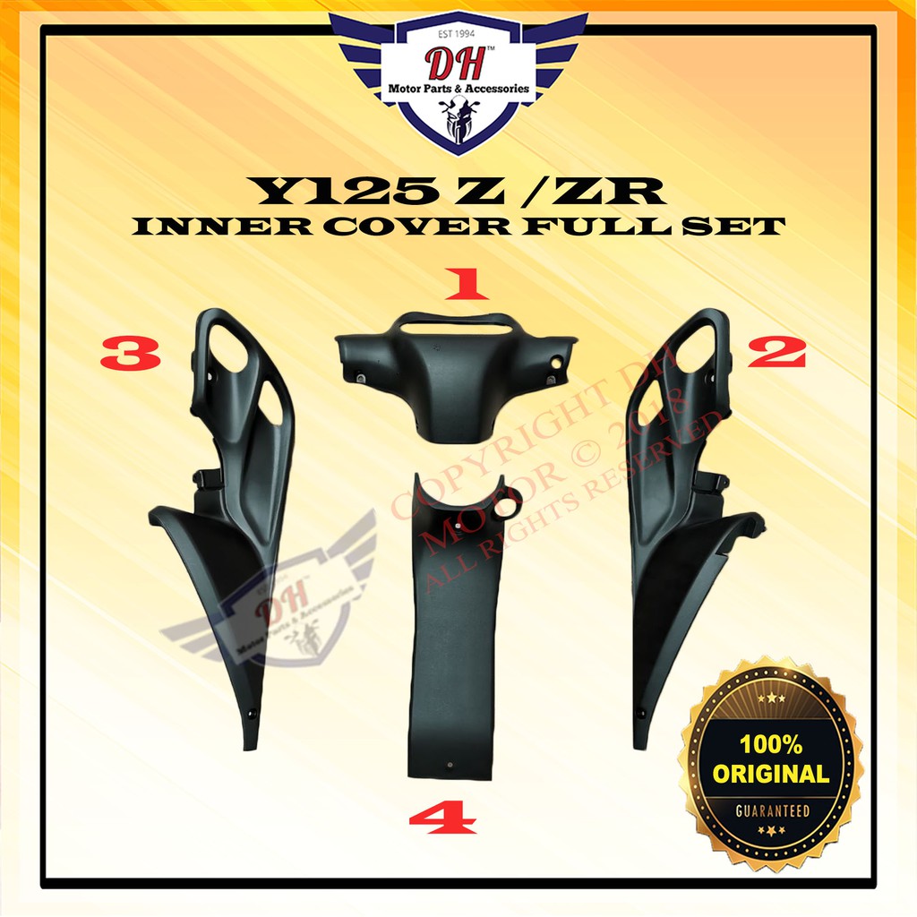 Y125Z (ORIGINAL) YAMAHA BLACK INNER COVER FULL SET (1-4) (Y125 Z / Y125 ...