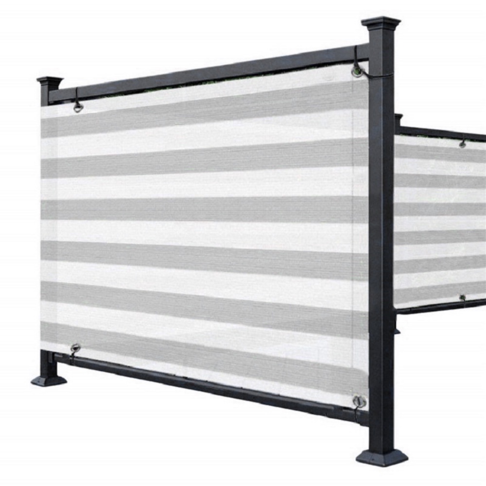 Gray White Stripes Balcony Privacy Fence HDPE Sun Shade Net Home Safety ...