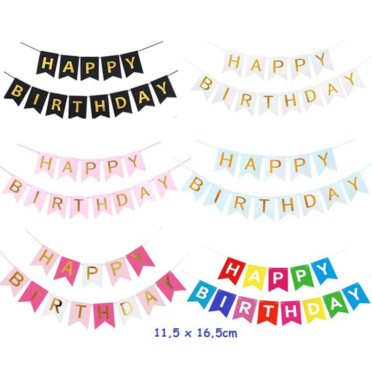 Happy birthday fishtail flag string (choose color) | Shopee Malaysia
