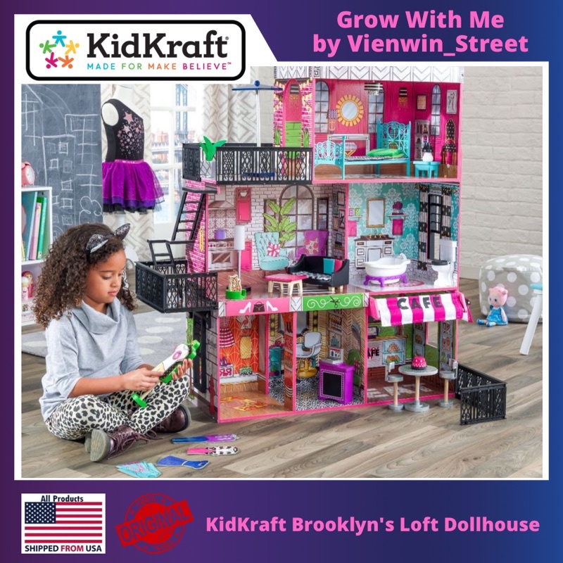 KidKraft Brooklyn's Loft Dollhouse | Princess Doll House Pretend Play ...