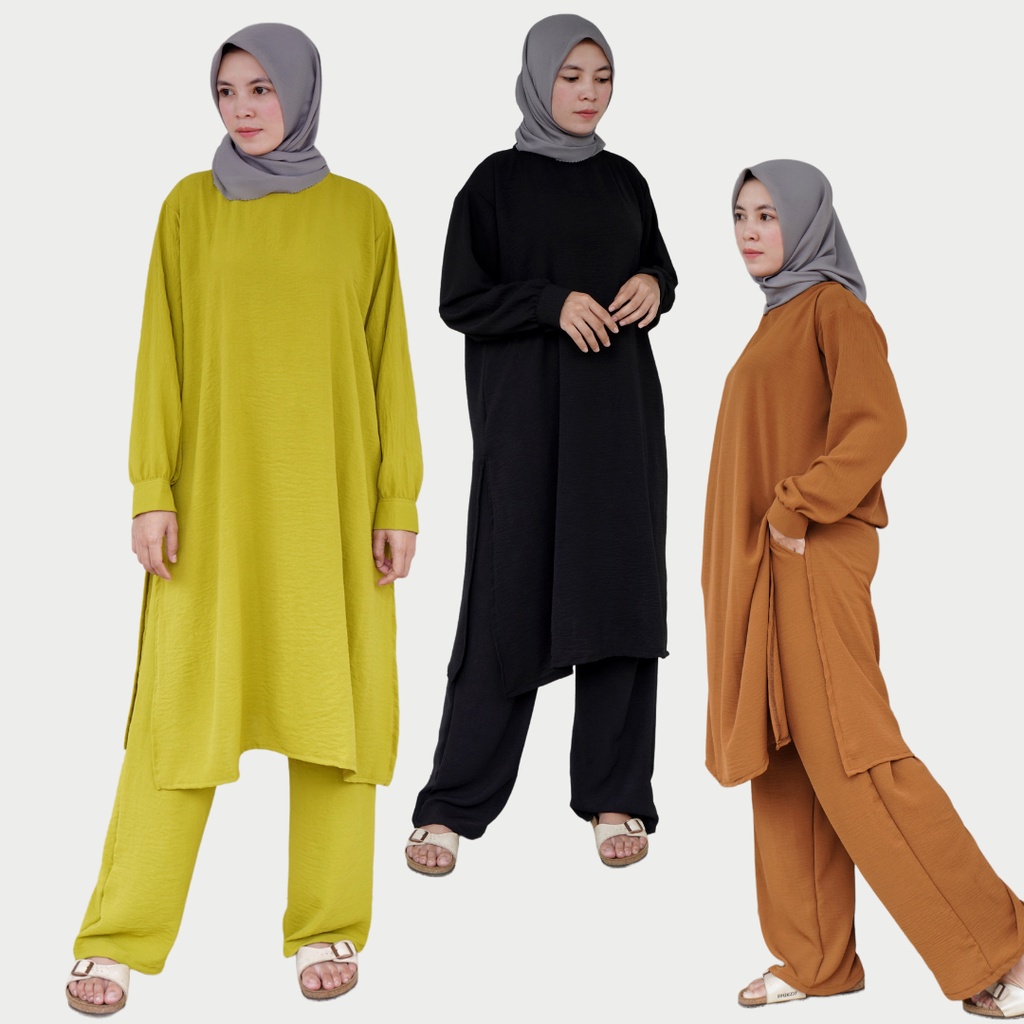 One SET CRINKLE AIRFLOW/CRINKLE WOMEN'S SET | Shopee Malaysia