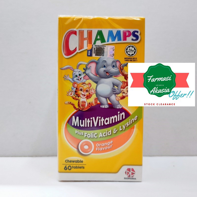 CHAMPS MULTIVITAMIN PLUS FOLIC ACID AND LYSINE CHEWABLE ORANGE FLAVOUR ...