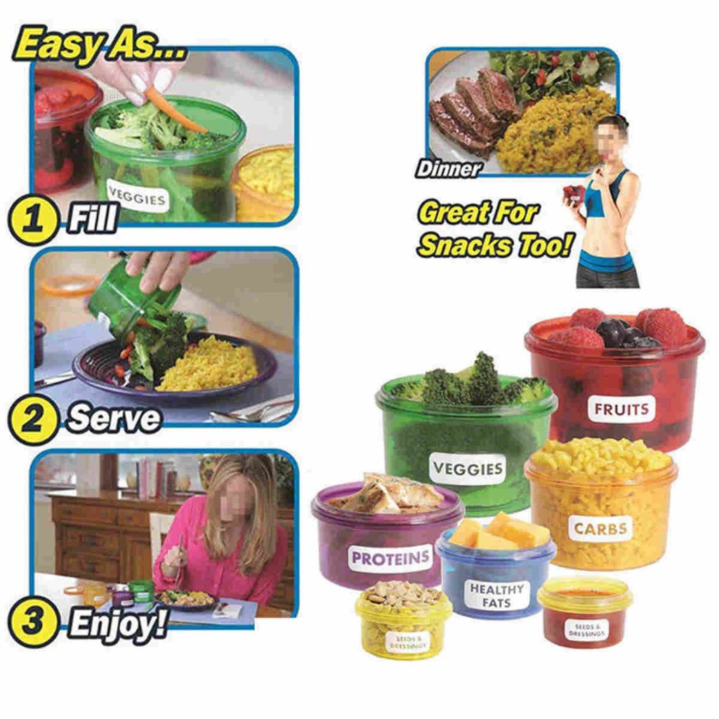 Comet 7Pcs Mini Meal Prep Perfect Portions Control Food Storage ...