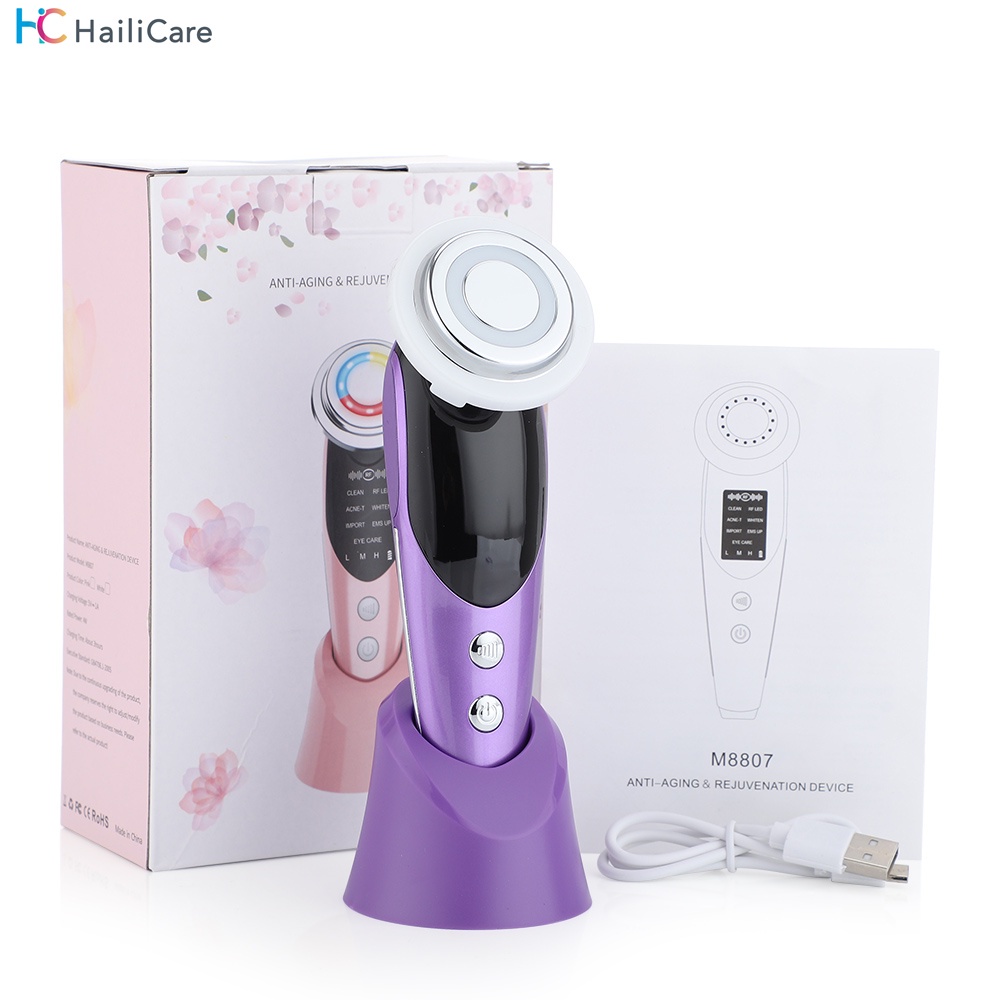 Hailicare 7 in 1 RF&EMS Micro Current Lifting Device Vibration LED Face Skin Rejuvenation ...