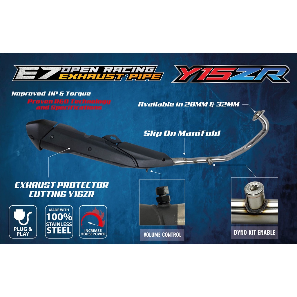 Y15ZR Y15 ESPADA E7 STD STANDARD CUTTING EXHAUST EKZOS PIPE [ 28MM/32MM ...