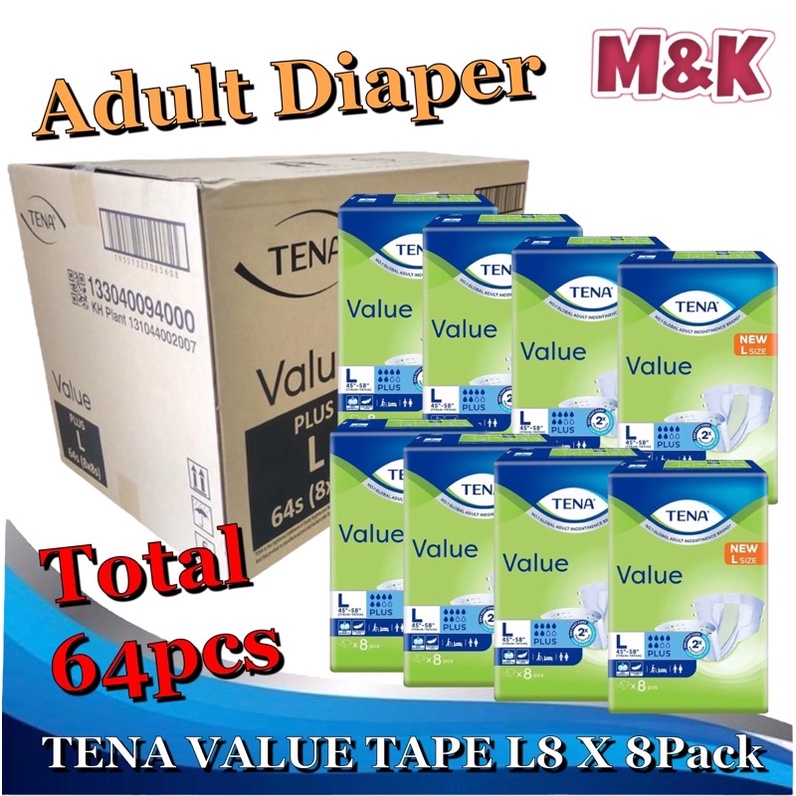 TENA VALUE TAPE M10’s/L8’s/XL8’s X 8packs (1Ctn) | Shopee Malaysia