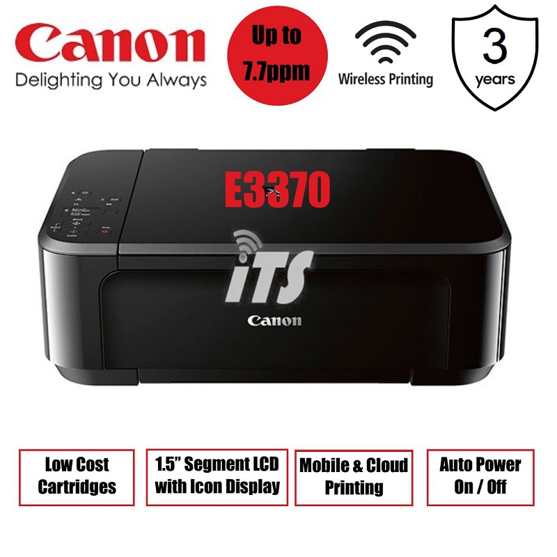 Canon PIXMA E3370 Compact Wireless All-In-One Printer (Black/Red ...
