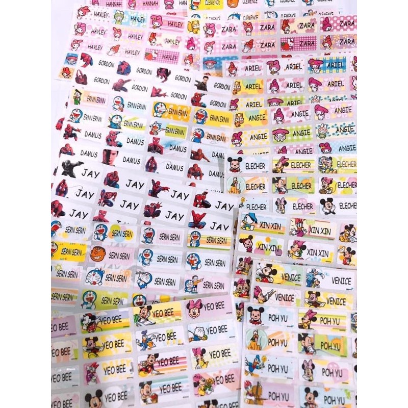Small Size Cartoons Name Stickers [68~160pcs] 可爱卡通姓名贴纸小号 | Shopee Malaysia