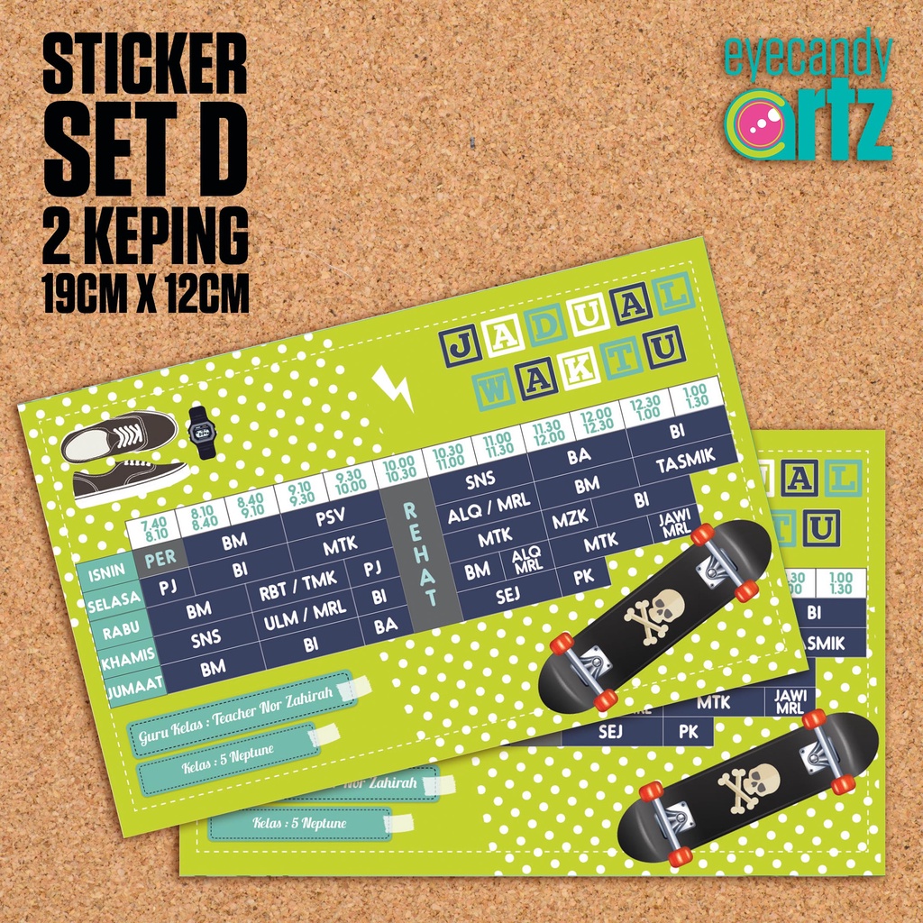 [2025] Sticker Jadual Waktu Sekolah (19cm x 12cm) | Custom School ...