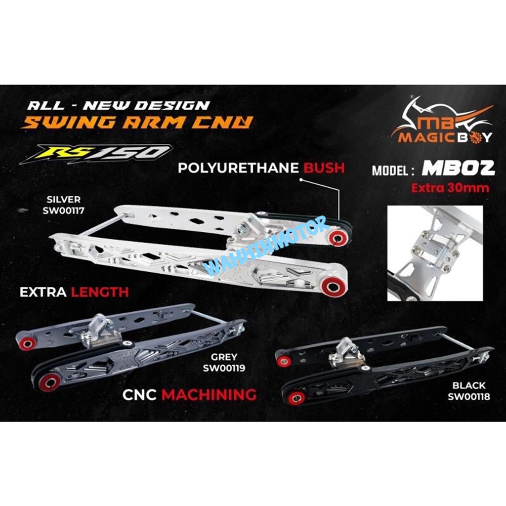 [ MAGIC BOY ] CNC SWING ARM MB02 HONDA RS150 V1 V2 RSX EXTRA 30MM + 2 INCH HEAVY DUTY | Shopee ...