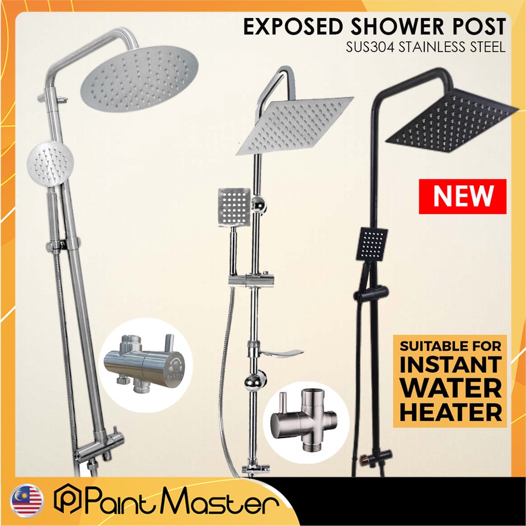 Stainless Steel In-let Shower Post Set 8" Rain Shower + Hand Shower ...