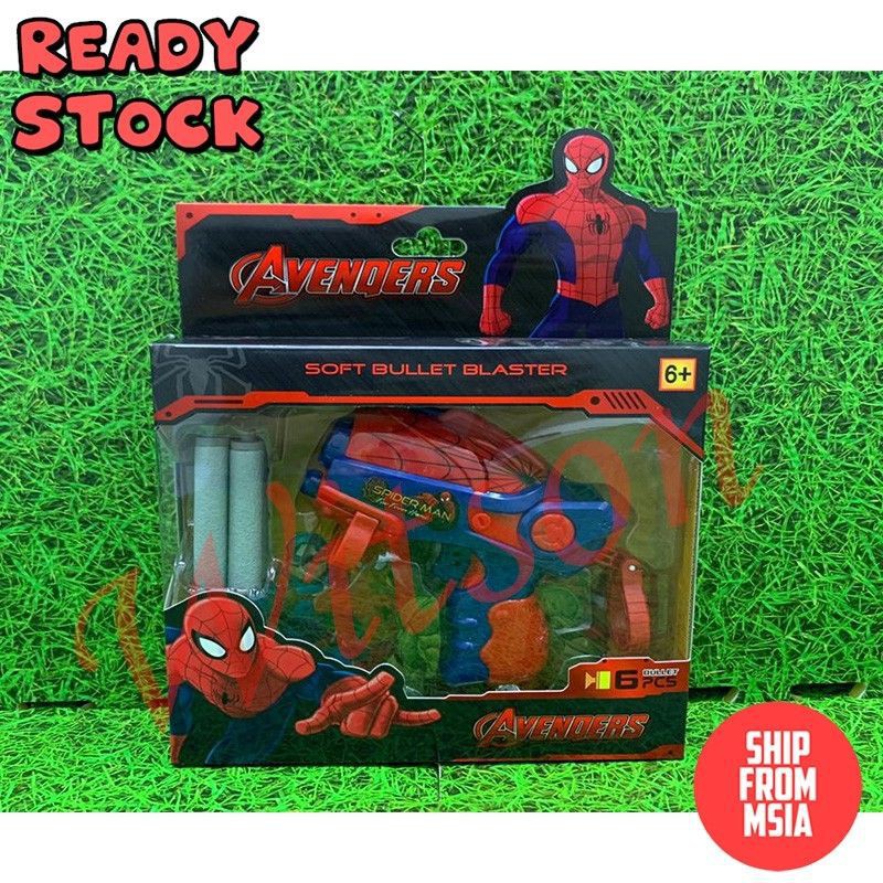 Avengers Blaster Soft Bullet with 6PCS Foam Bullets Spiderman Shooter ...