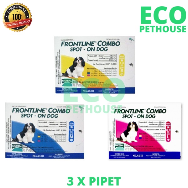 FRONTLINE Combo Spot On For Dogs Anti Flea & Ticks (3 PIPET) | Shopee ...