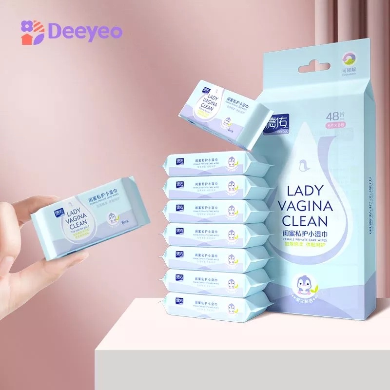Deeyeo Lady Antibacterial Wipes Mini Clean Wet Tissues Portable 48 ...
